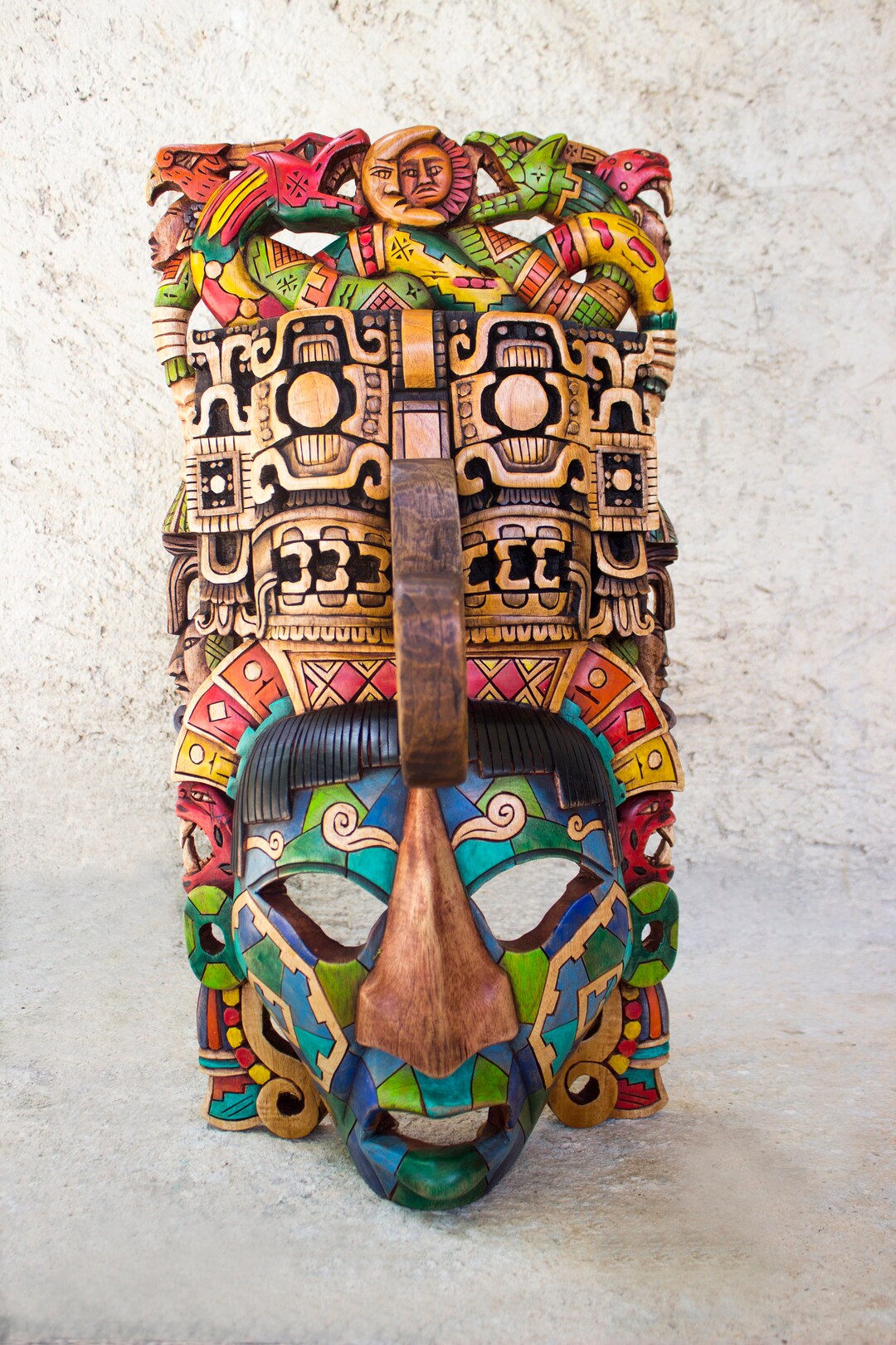 Cedar Wood Sculpture, Mexican Decoration, CHAC: the God of Rain and Lightning - Etsy