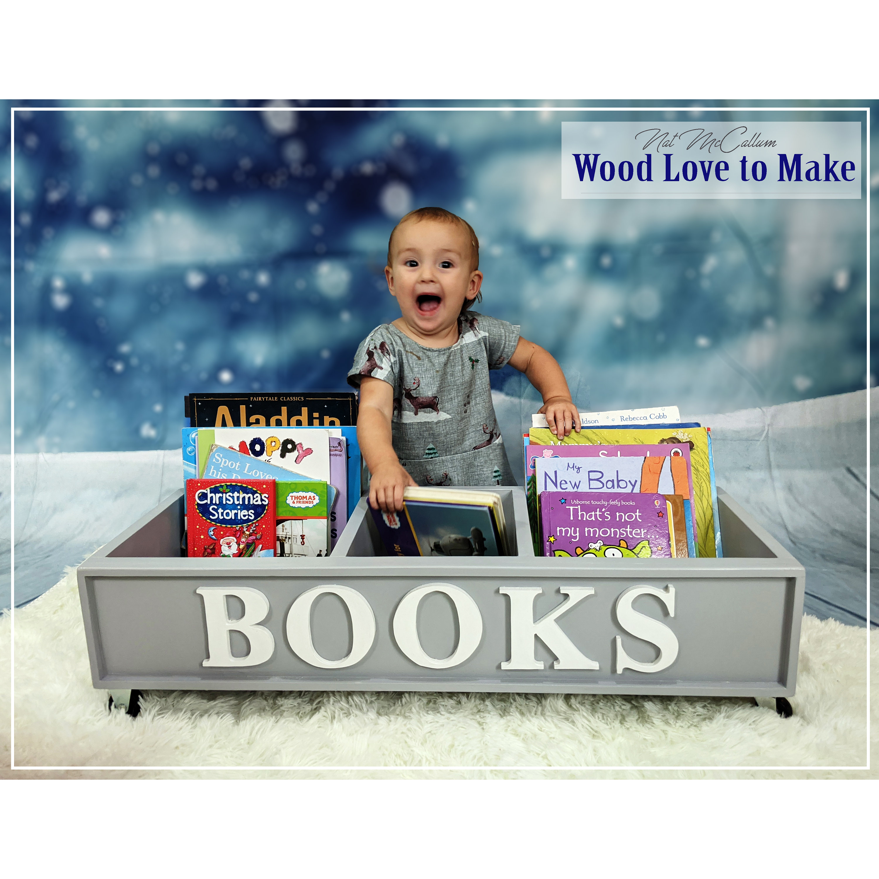 Tall Children's Montessori Grey Book Bin Personalised - Etsy UK