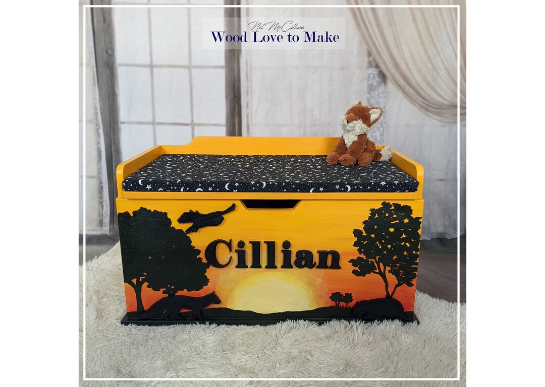 Large Toy Box, Personalised Toy Storage With Cushion Seat, Children's ...