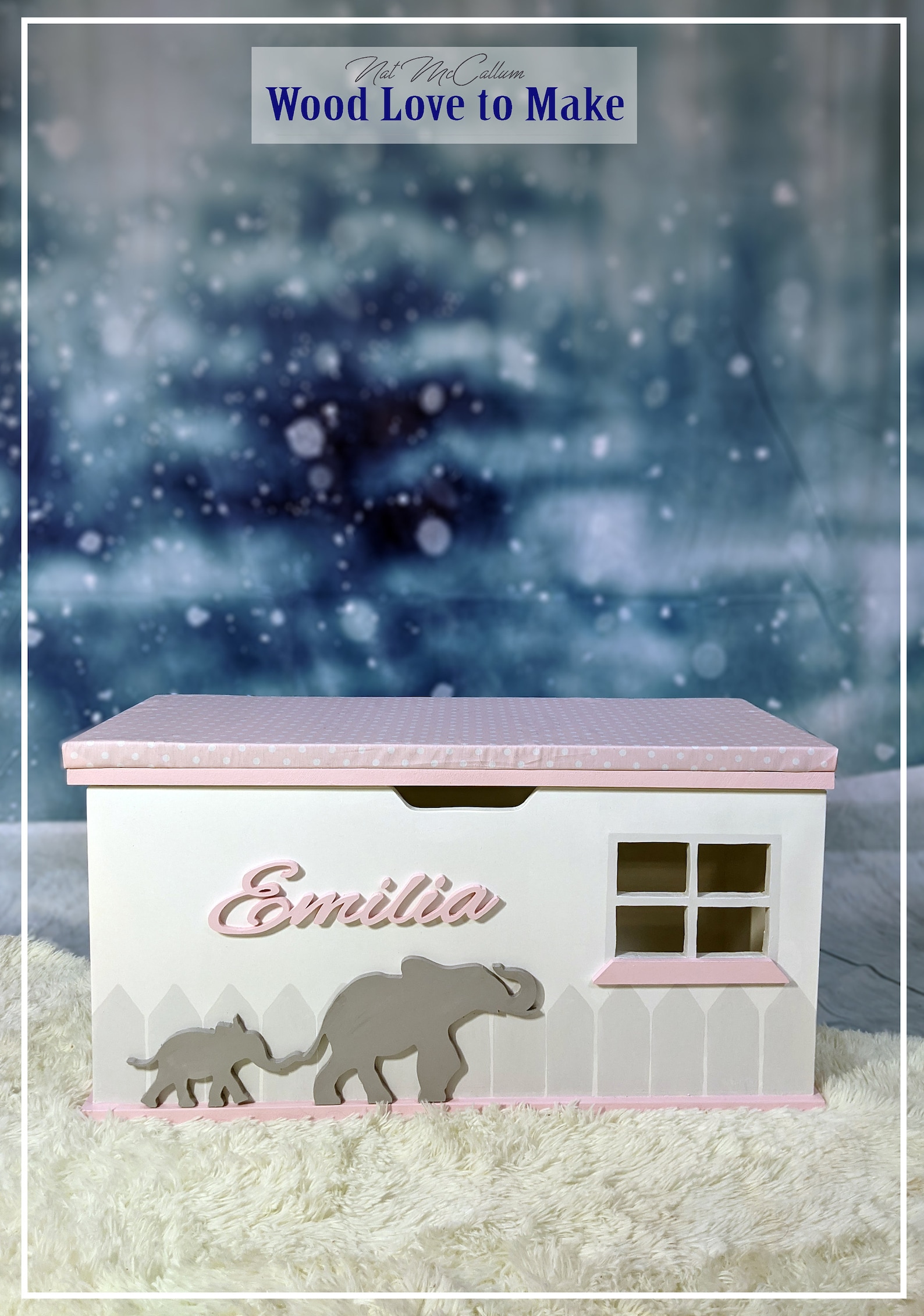 XL Personalised Wooden Toy Box - Large Seated Toy Chest - Pink Toybox ...