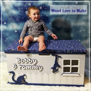 Zoo Safari Personalised Large Wooden Toy Box Soft Close Lid, Children's ...