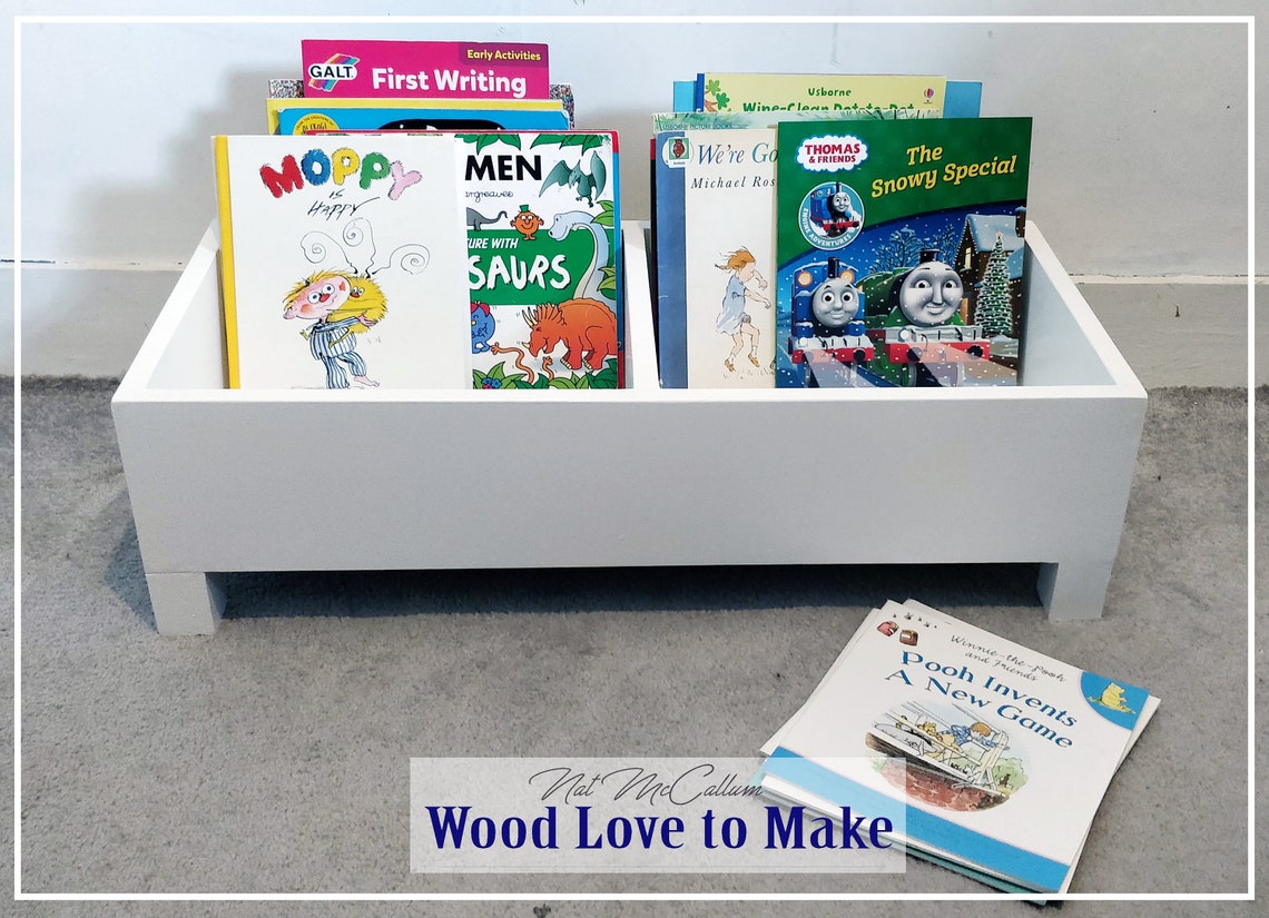 White Children's Book Storage Bin With Shelf, Book Box Nursery Book ...
