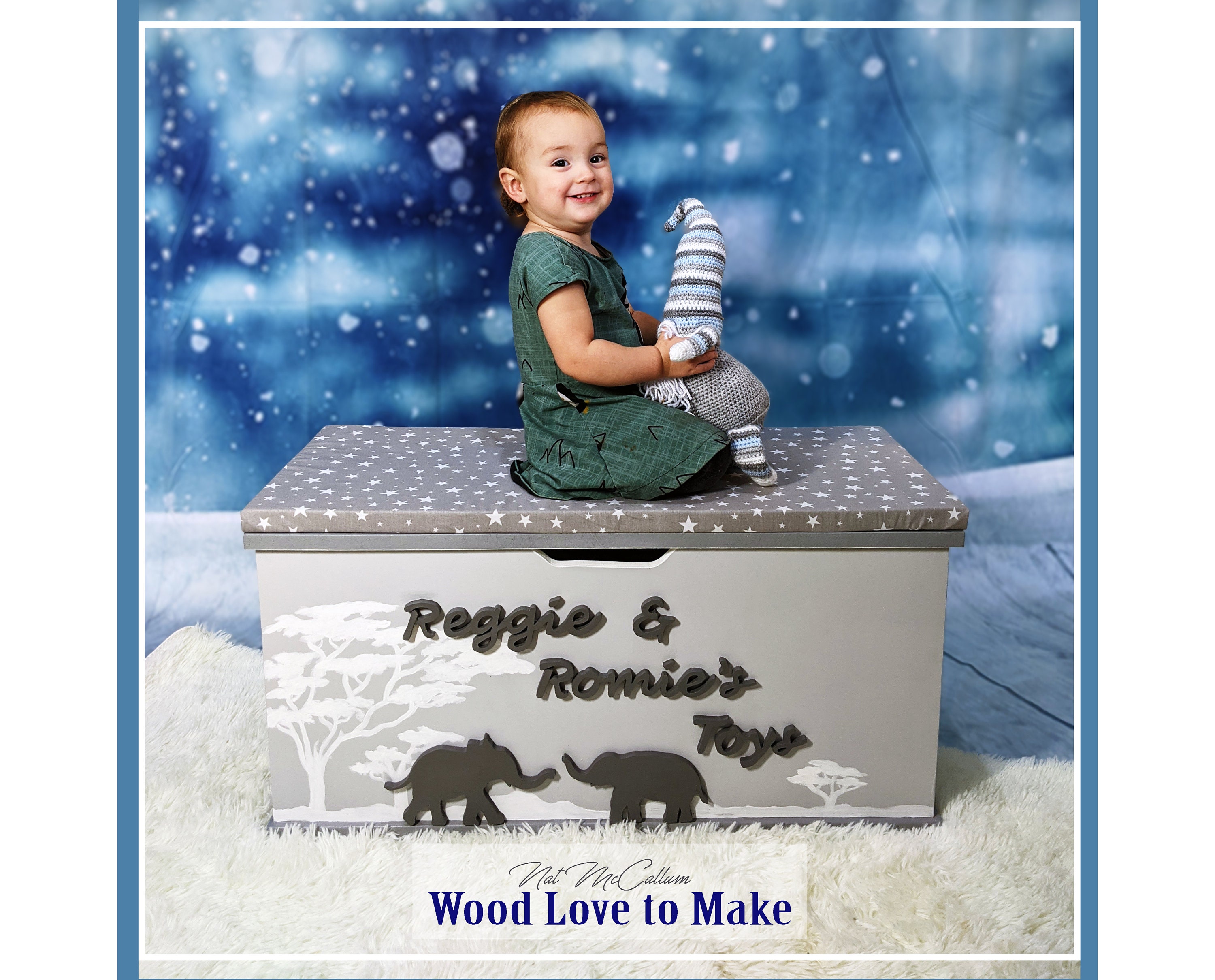 Personalised Toy Box Children s Jungle Nursery Wooden Toy Box With Cushioned Seat Animal Themed Children s Toy Chest Kids Toy Storage Etsy UK