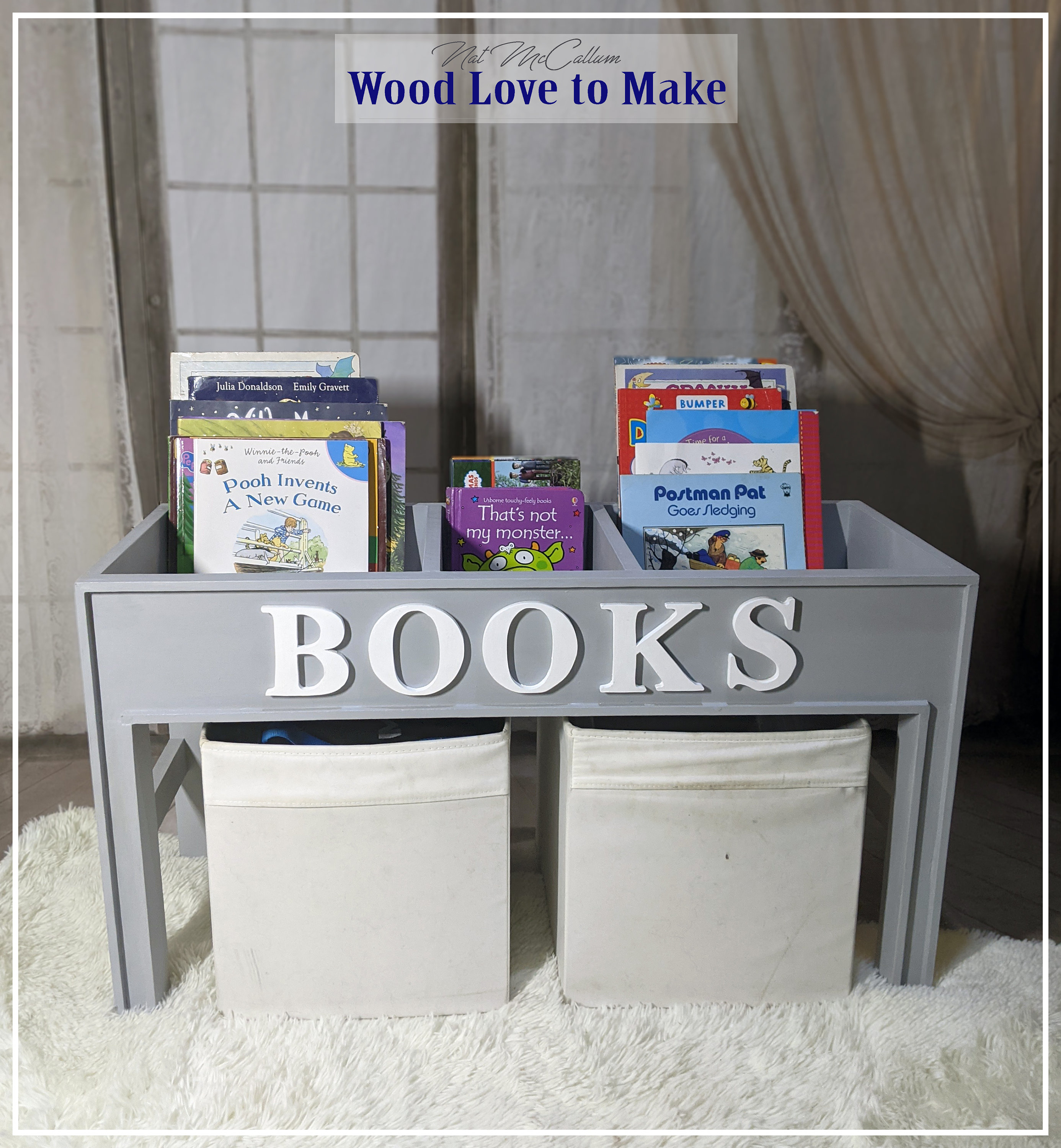 Tall Children's Montessori Grey Book Bin Personalised - Etsy UK