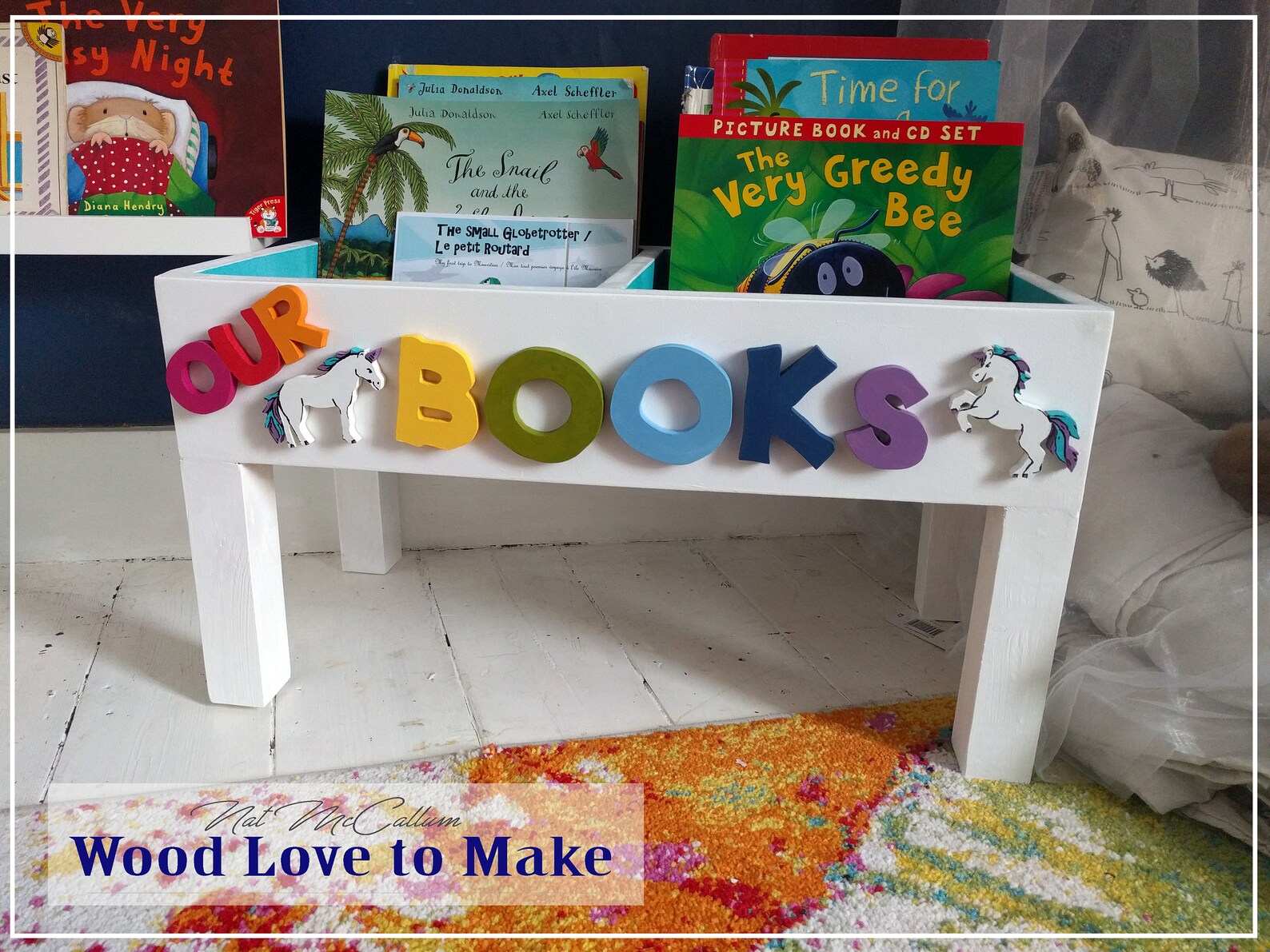 Unicorn Book Bin - Rainbow Book Storage - Tall Book Shelf - Children's ...