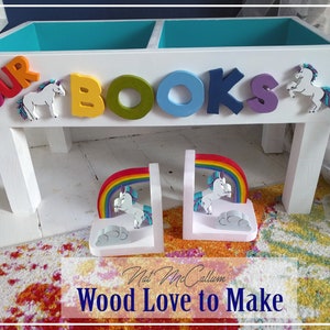 Unicorn Book Bin - Rainbow Book Storage - Tall Book Shelf - Children's ...