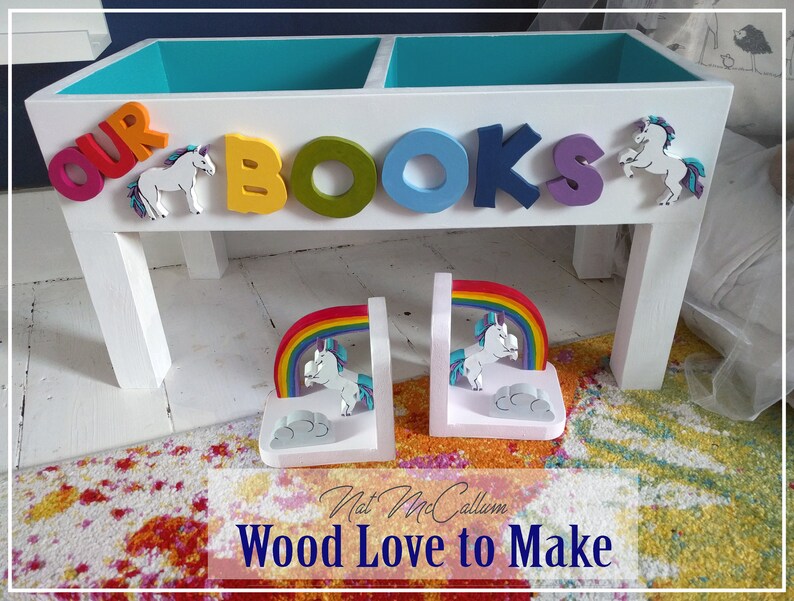 Unicorn Book Bin Rainbow Book Storage Tall Book Shelf - Etsy UK