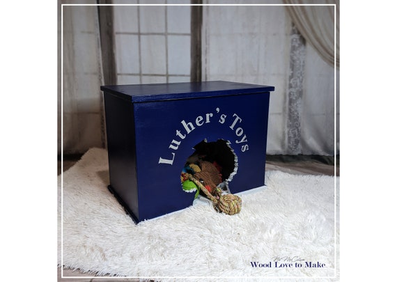 Large Personalised Dog Toy Box UK Navy Interactive Dog Toy Box Wooden Dog Toy Storage Pet Toy Box Pet Lover s Gift Dog Birthday Present Etsy UK