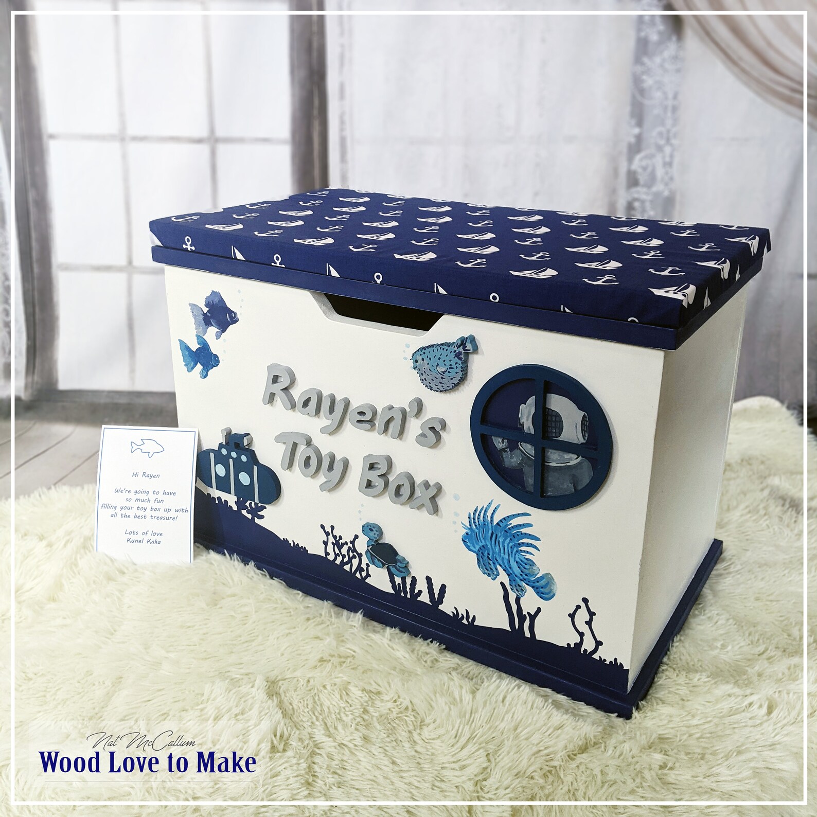 Children's Personalised Toy Box, Underwater Rainbow, Modern Toy Storage ...