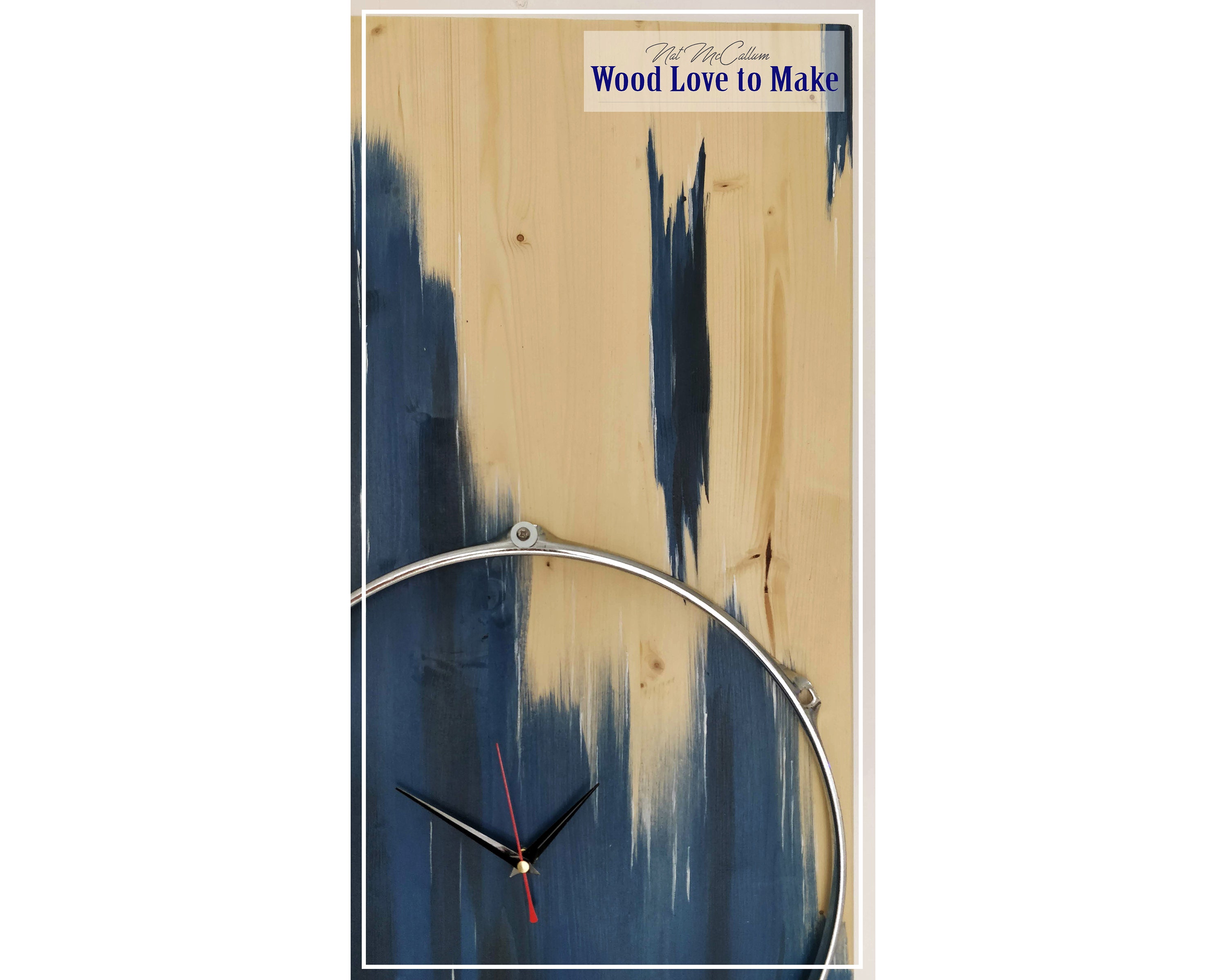 Large Wood Wall Clock - Large Blue Clock - Drum Clock - Musical ...