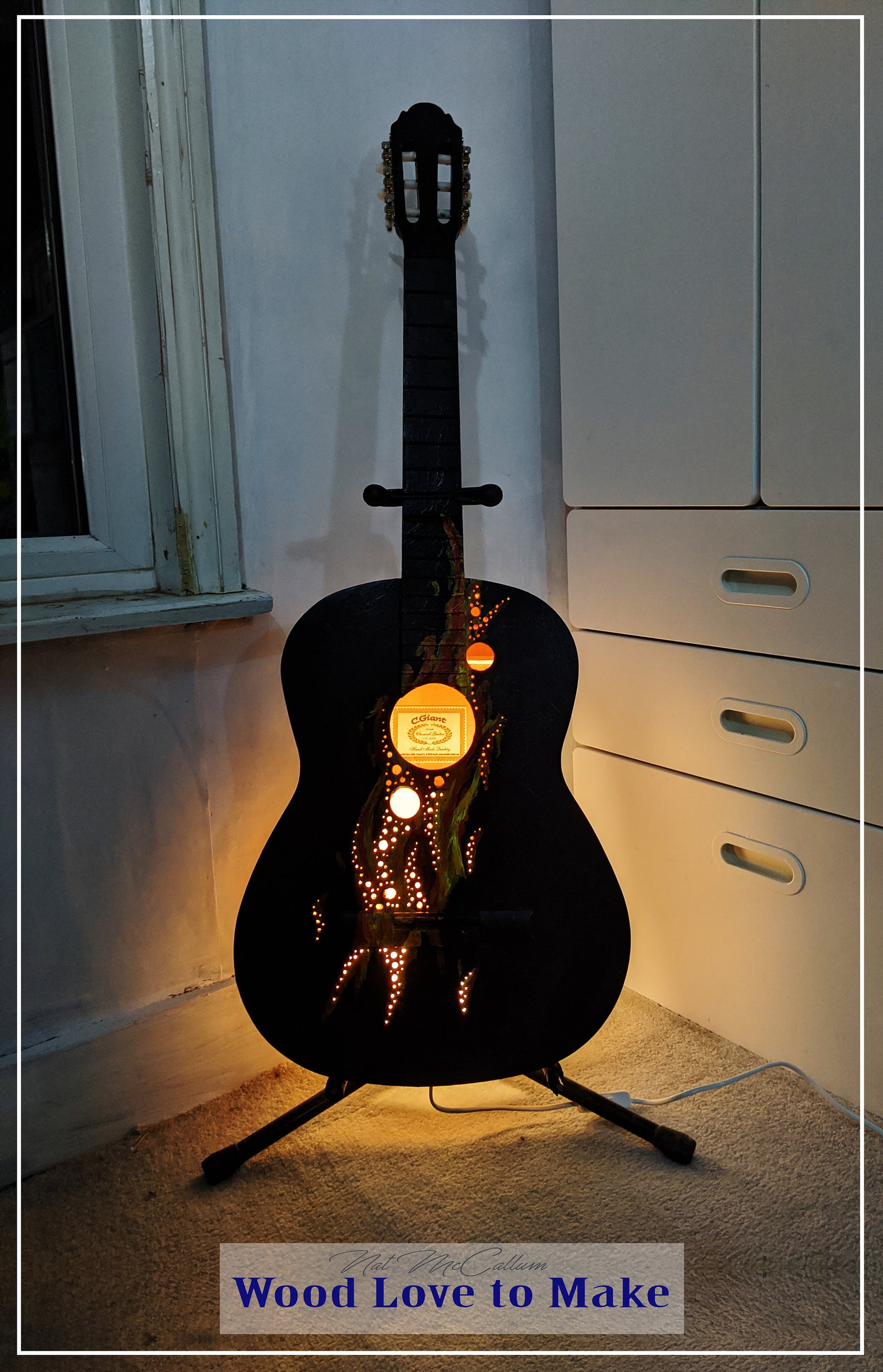 Floor Lamp Statement Lighting Guitar Wall Light Music - Etsy UK