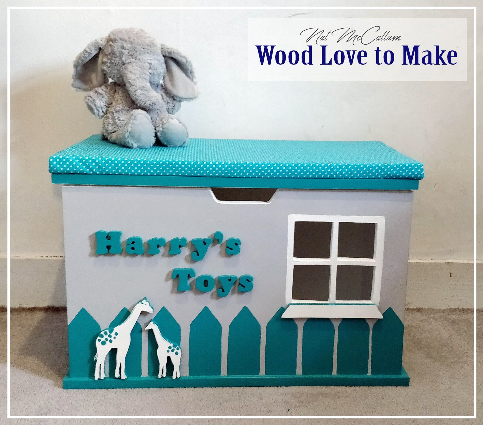 Train Personalised Toy Box With Cushioned Seat Large Blue - Etsy UK