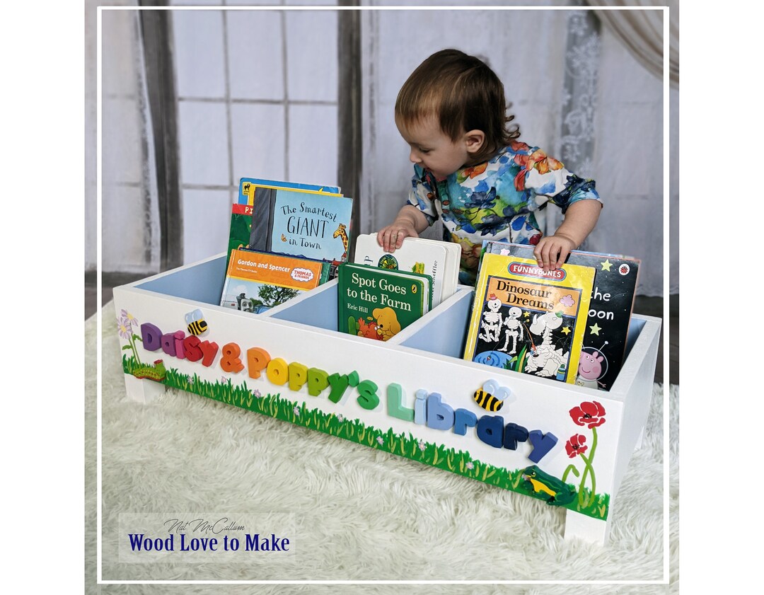 Rainbow Flower Bookcase Garden Book Box Personalised Book Storage ...