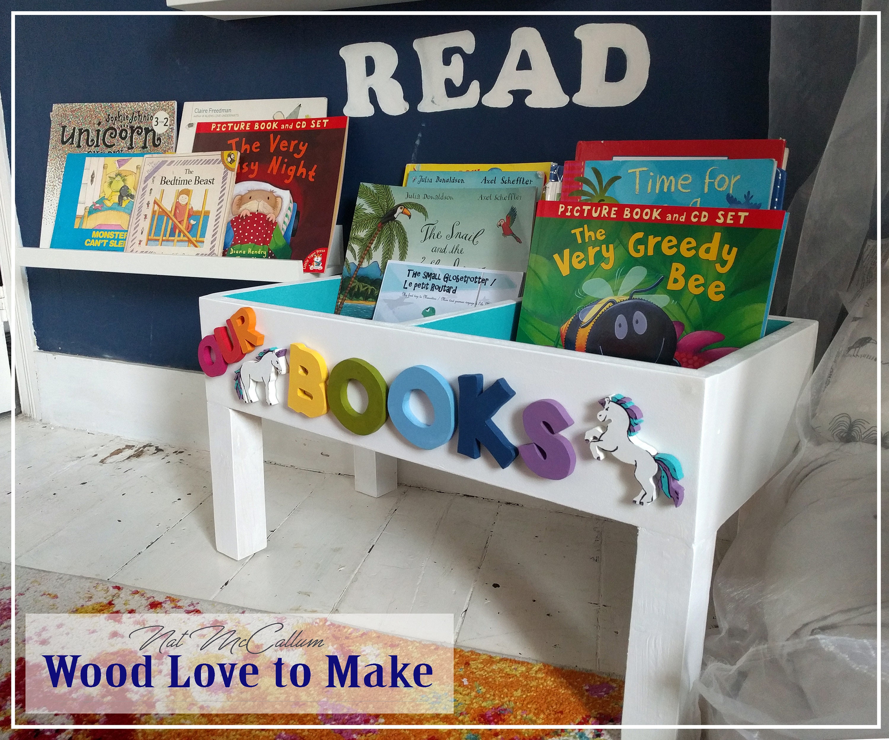 Unicorn Book Bin - Rainbow Book Storage - Tall Book Shelf - Children's ...