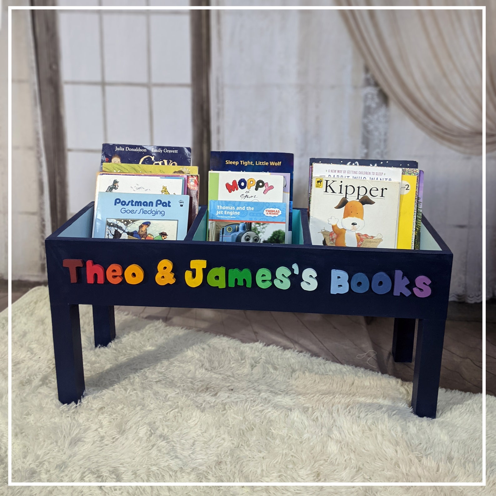 Children's Book Case with shelf Personalised Animal | Etsy