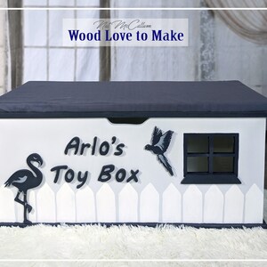 Zoo Safari Personalised Large Wooden Toy Box Soft Close Lid, Children's ...