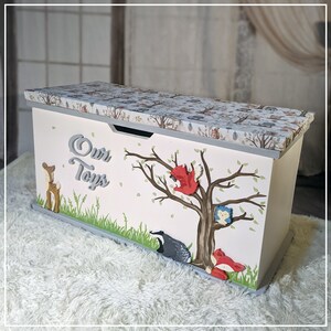 Zoo Safari Personalised Large Wooden Toy Box Soft Close Lid, Children's ...