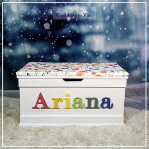 XL Personalised Wooden Toy Box, Large Rainbow Seated Toy Chest ...