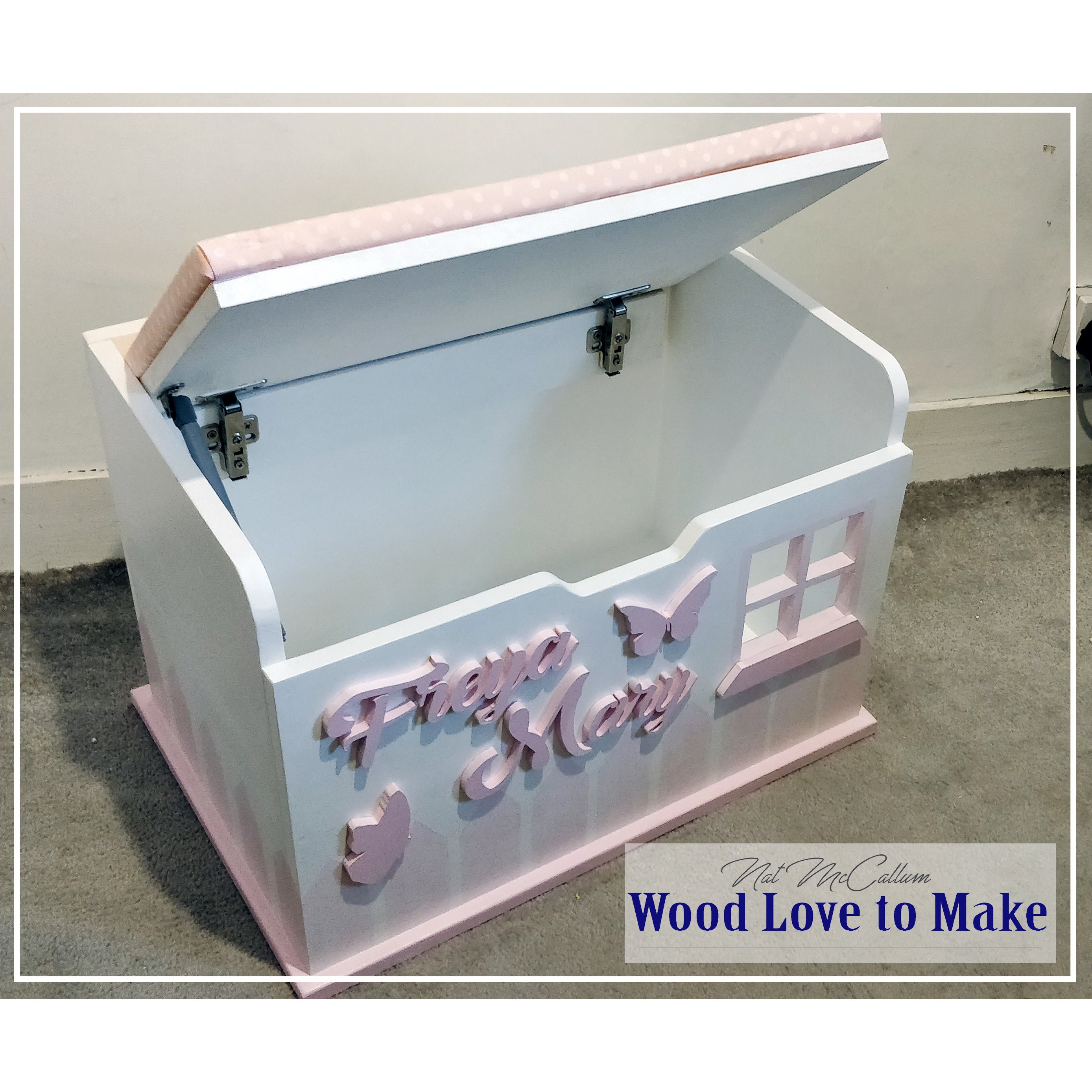 Pink Butterfly Personalised Seated Toy Box Personalised Toy | Etsy UK