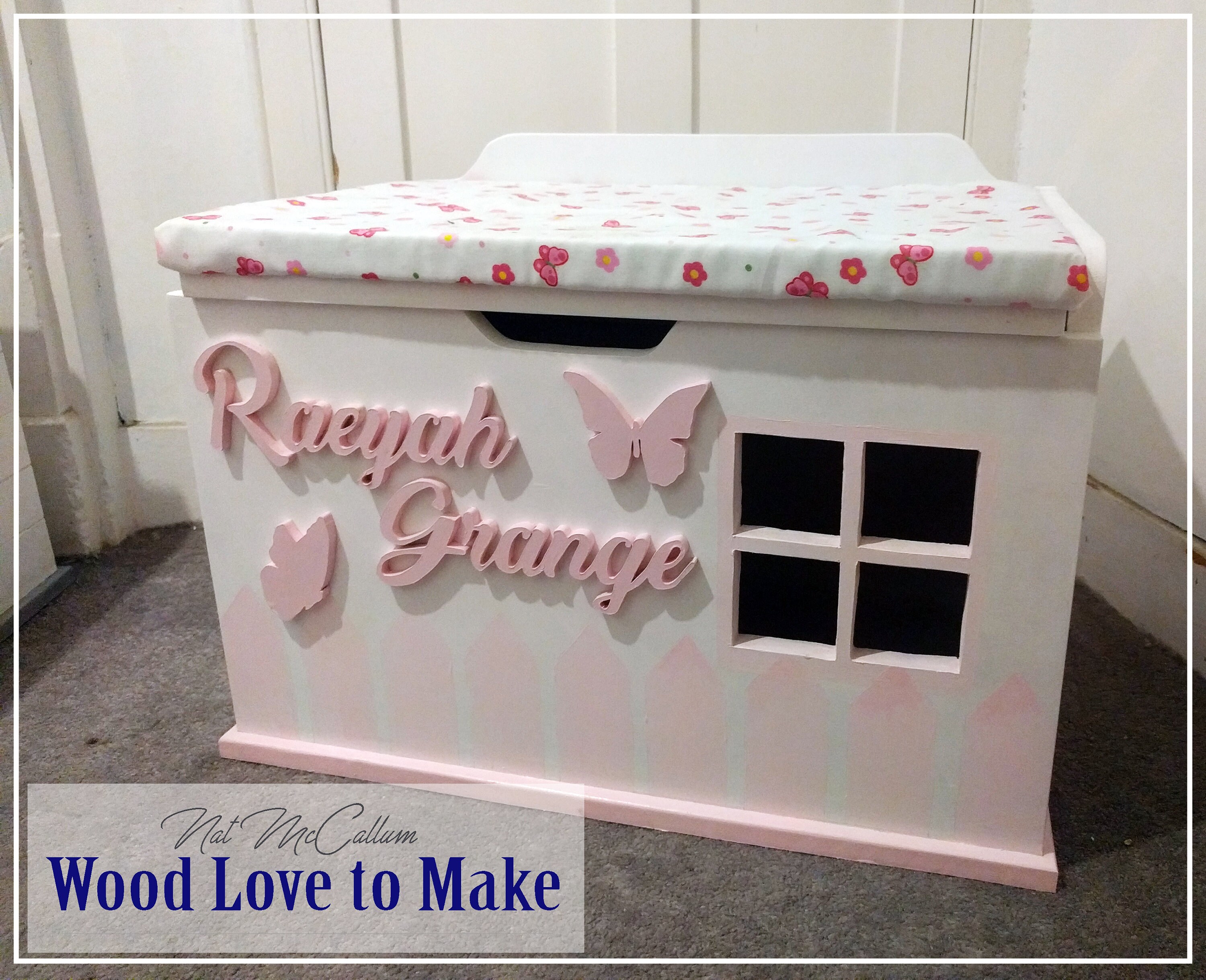 Pink Butterfly Personalised Seated Toy Box Personalised Toy | Etsy UK