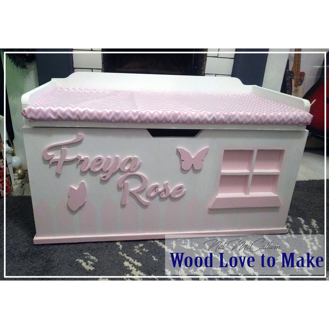 Large Personalised Toy Box Pink Butterfly Jumbo Deluxe | Etsy UK