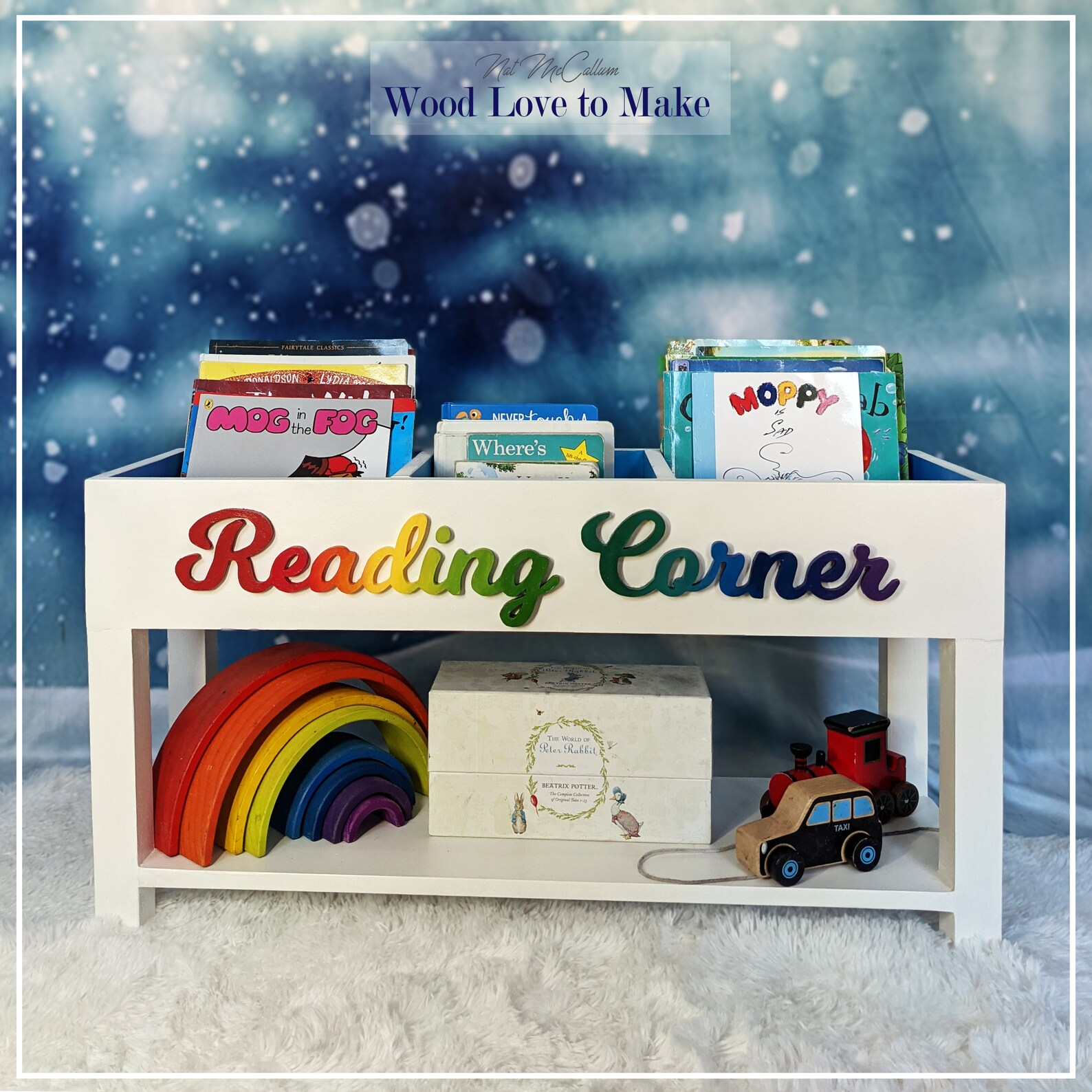 Large Pastel Rainbow Dinosaur Book Storage With Shelf, Dino Rainbow ...