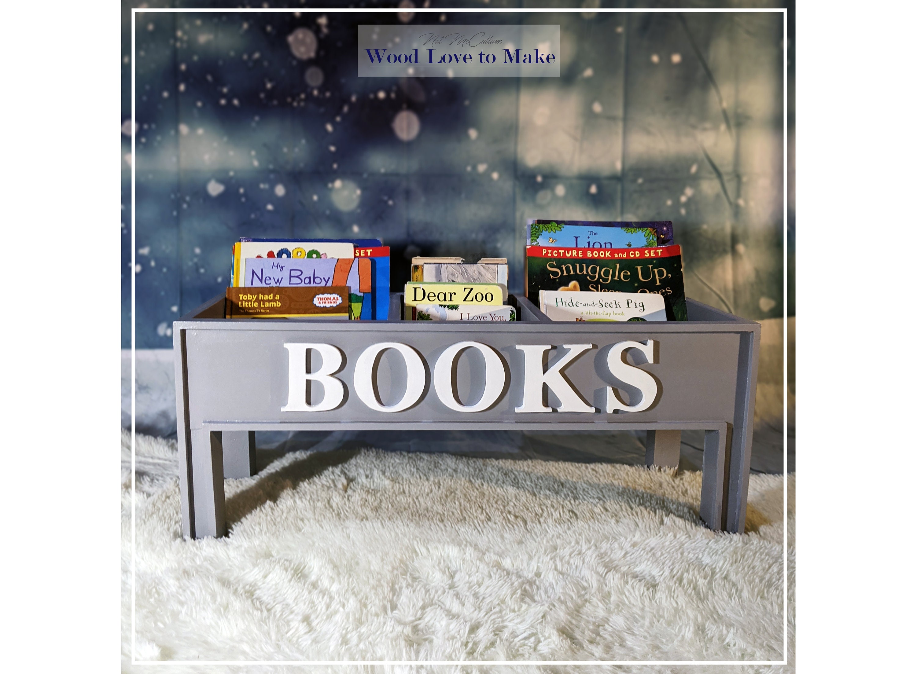 Tall Children's Montessori Grey Book Bin Personalised - Etsy UK