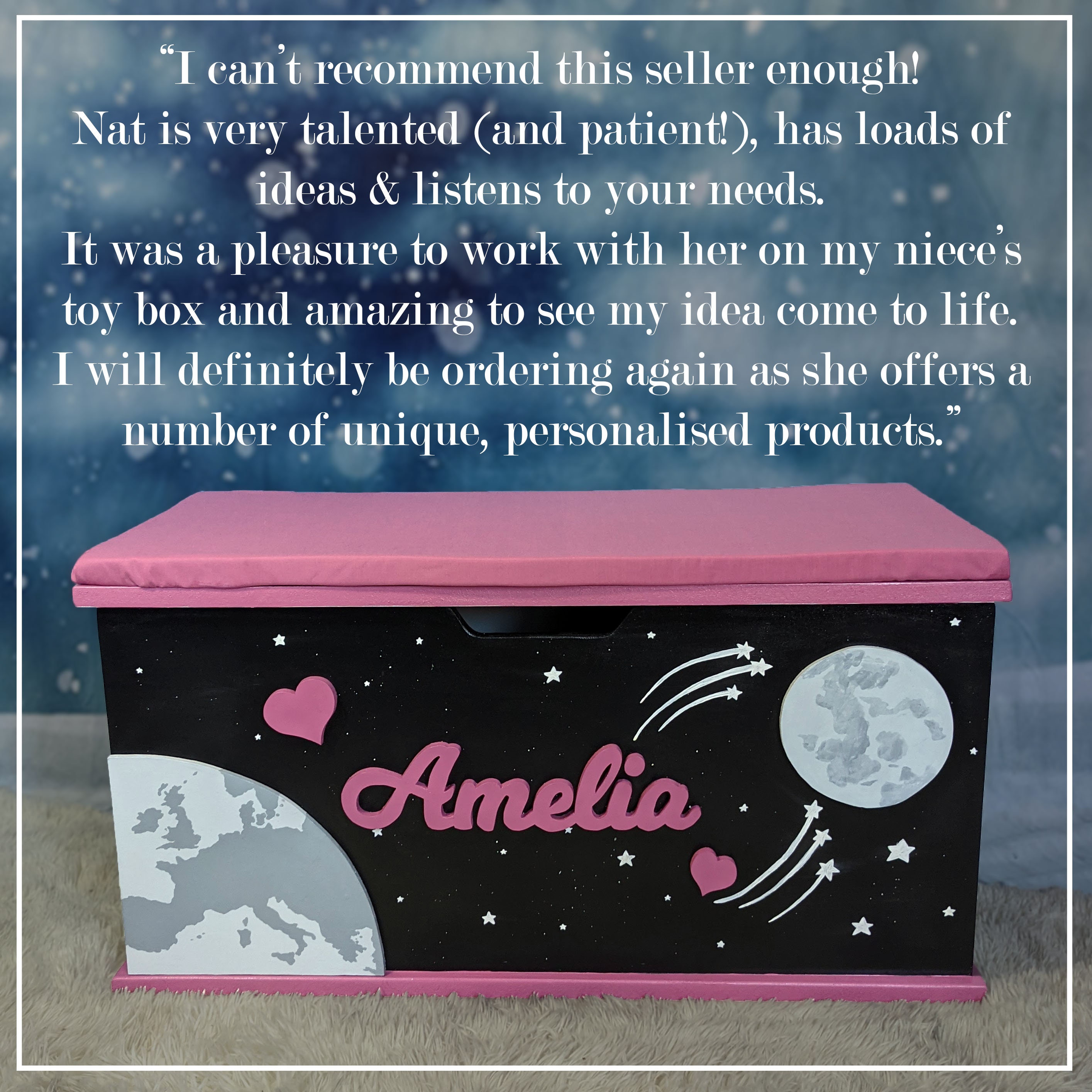 Pink Space Theme Personalised Toy Box Woodland Modern Toy - Etsy UK