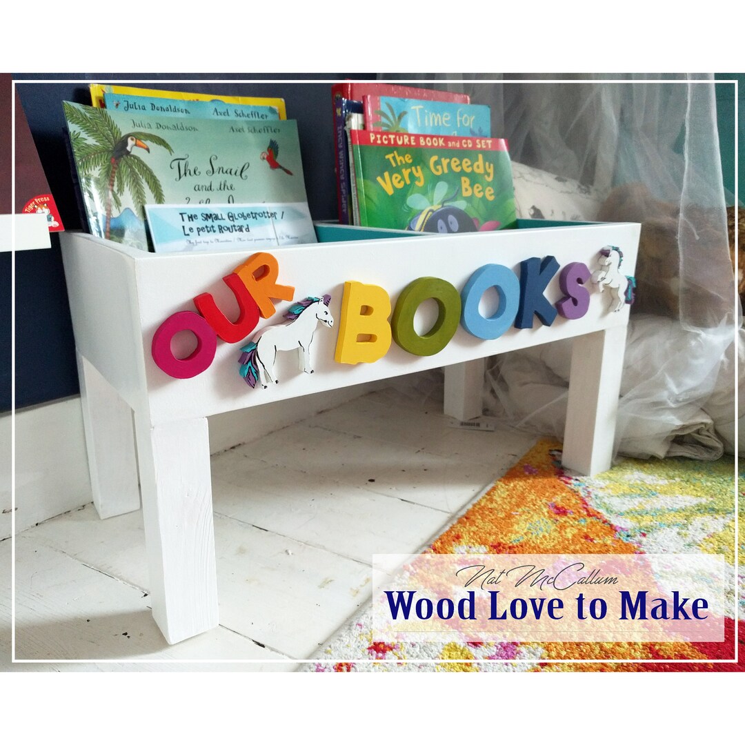 Unicorn Book Bin Rainbow Book Storage Tall Book Shelf Children's ...