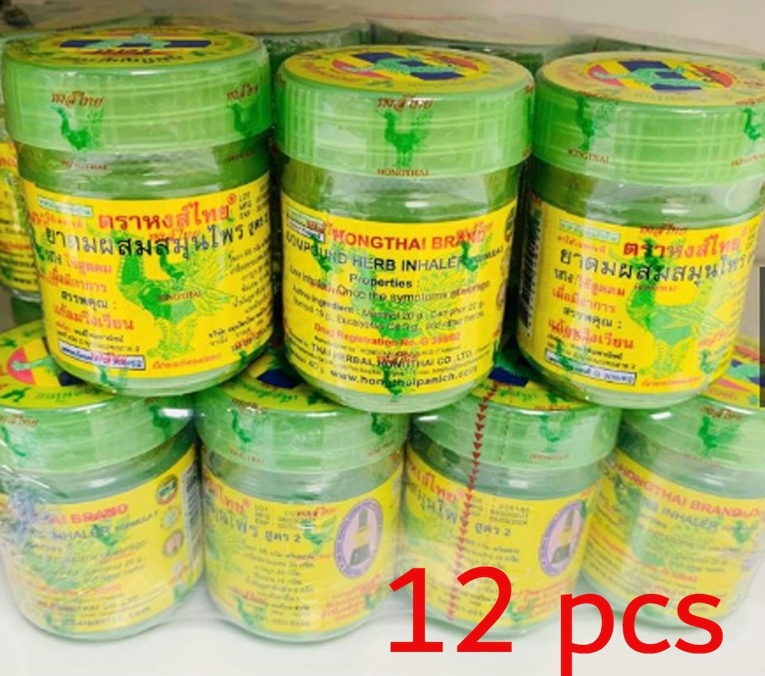 12 Pcs Hong Thai Balm Nasal Herbal Inhaler Aromatherapy Herb Thai ...