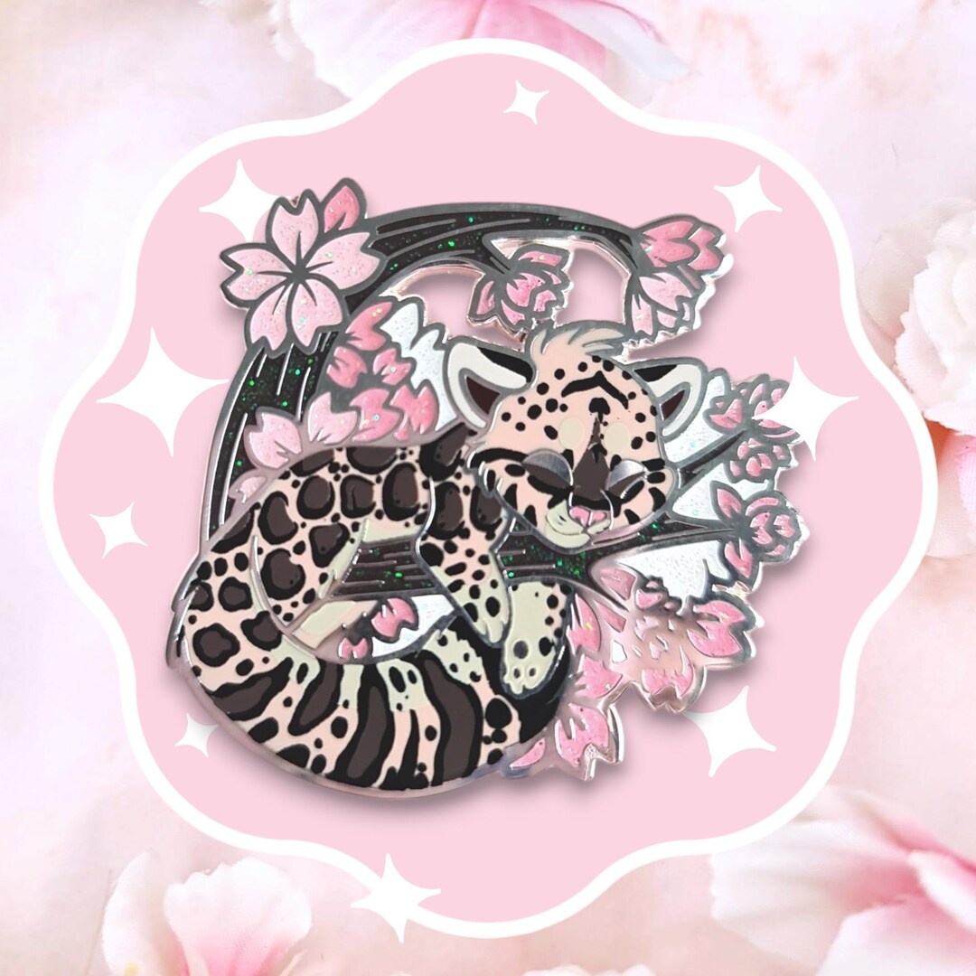 Snow Leopard Hard Enamel Pin Cute Leopard for Animal Lovers Gift for Pin Collectors Sakura ...