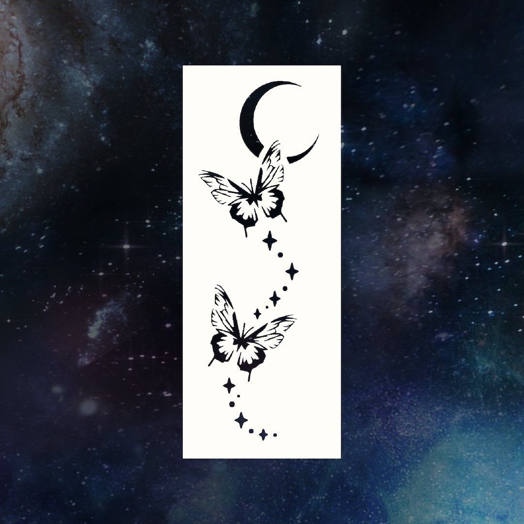 Butterflies With Stars and Moon Reusable Stencil (many Sizes) - Etsy