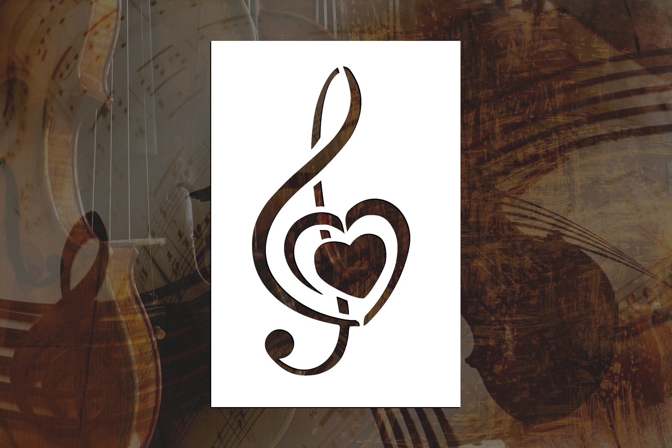Heart Treble Clef Reusable Stencil many Sizes | Etsy