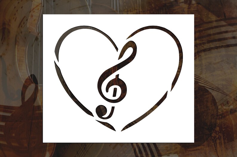 Treble Clef in a Heart Reusable Stencil many Sizes - Etsy