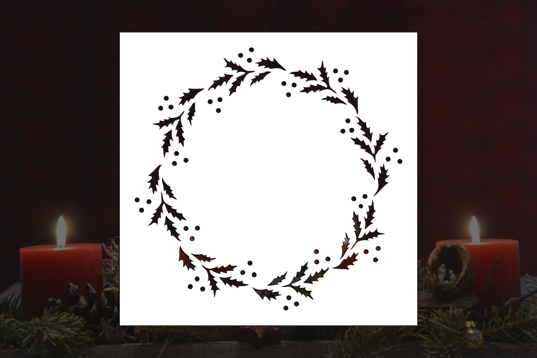 Christmas Holly Wreath Reusable Stencil (many Sizes) - Etsy