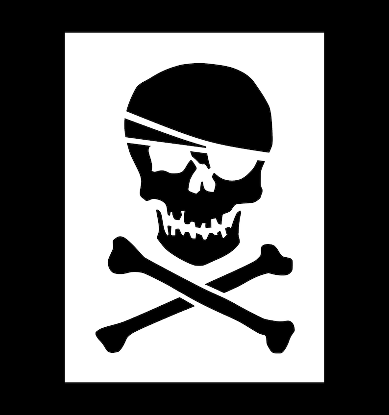 Pirate Skull & Crossbones Reusable Stencil Many Sizes to | Etsy