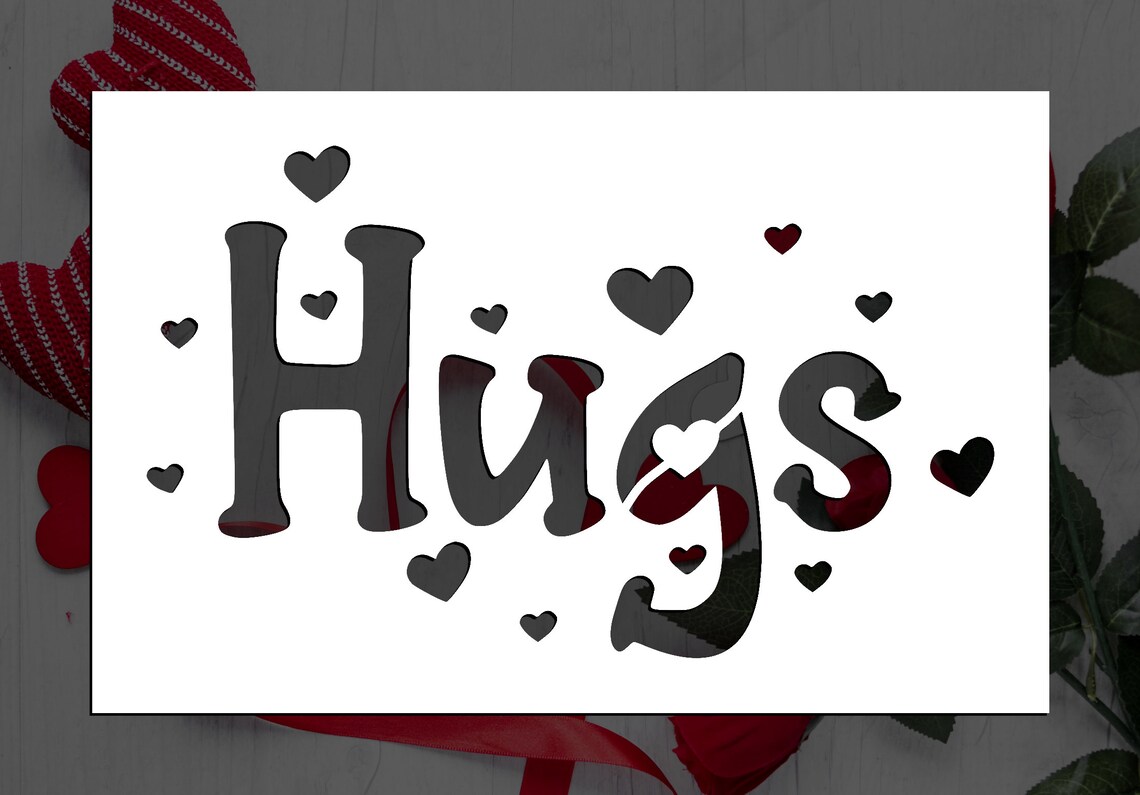 Hugs With Hearts Reusable Stencil many Sizes - Etsy