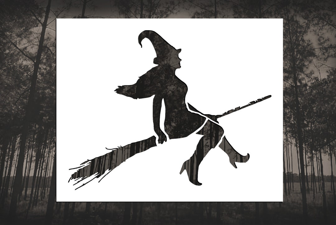Witch on a Broom Reusable Stencil (many Sizes) - Etsy