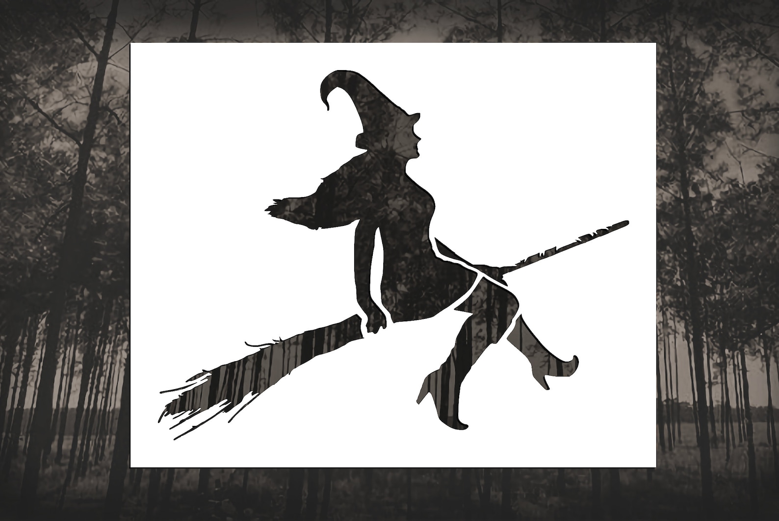 Witch on a Broom Reusable Stencil (many Sizes) - Etsy