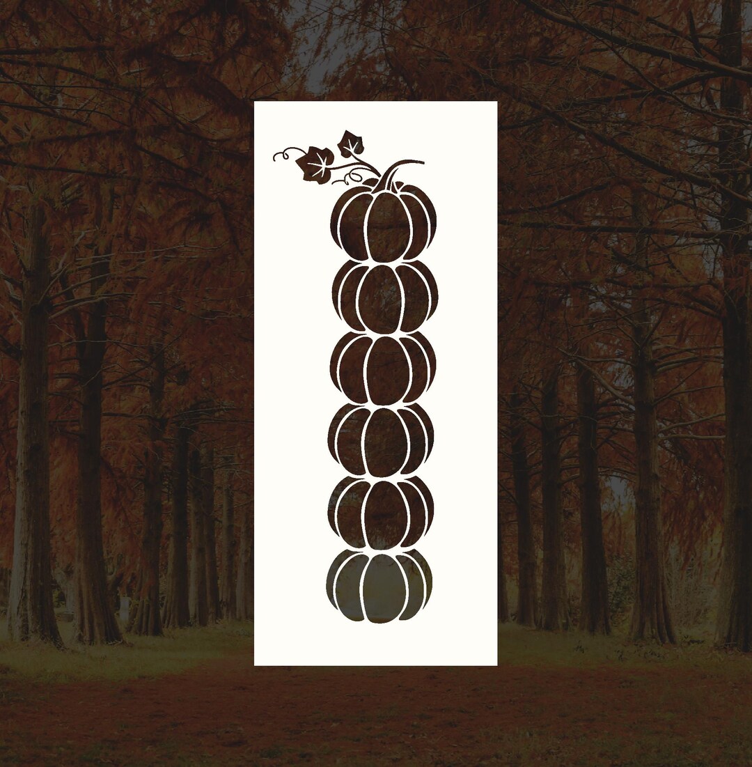 Stack of Pumpkins With Leaves Reusable Stencil (many Sizes) - Etsy
