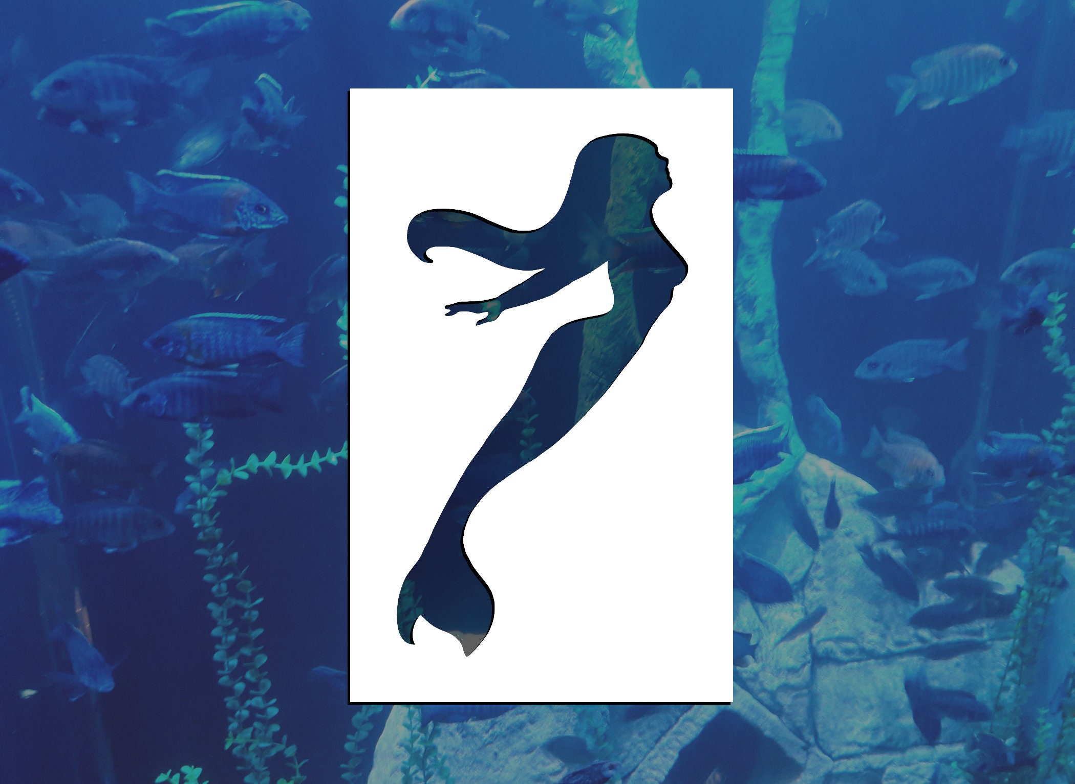 Swimming Mermaid Reusable Stencil (many Sizes) - Etsy