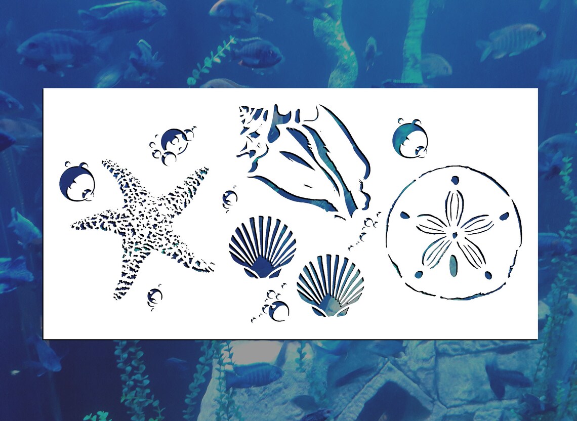 Ocean Seashells Reusable Stencil many Sizes - Etsy