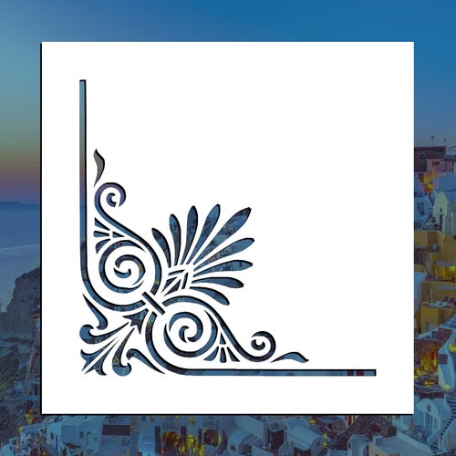 Geometric Greek Style Corner Stencil many Sizes | Etsy