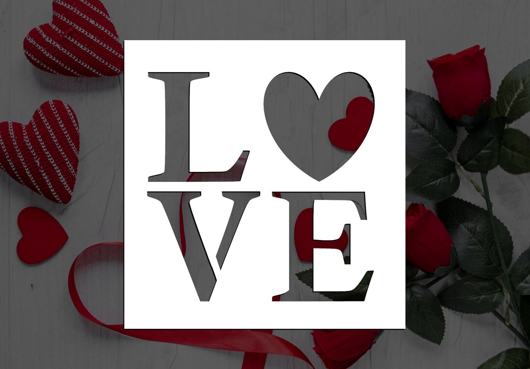 Love With Heart Reusable Stencil (many Sizes) - Etsy