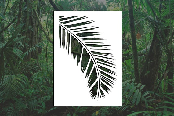 Curved Palm Frond Reusable Stencil many Sizes | Etsy