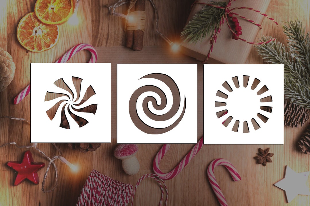 Set of 3 Peppermint Candy Inspired Reusable Stencil (many Sizes) - Etsy