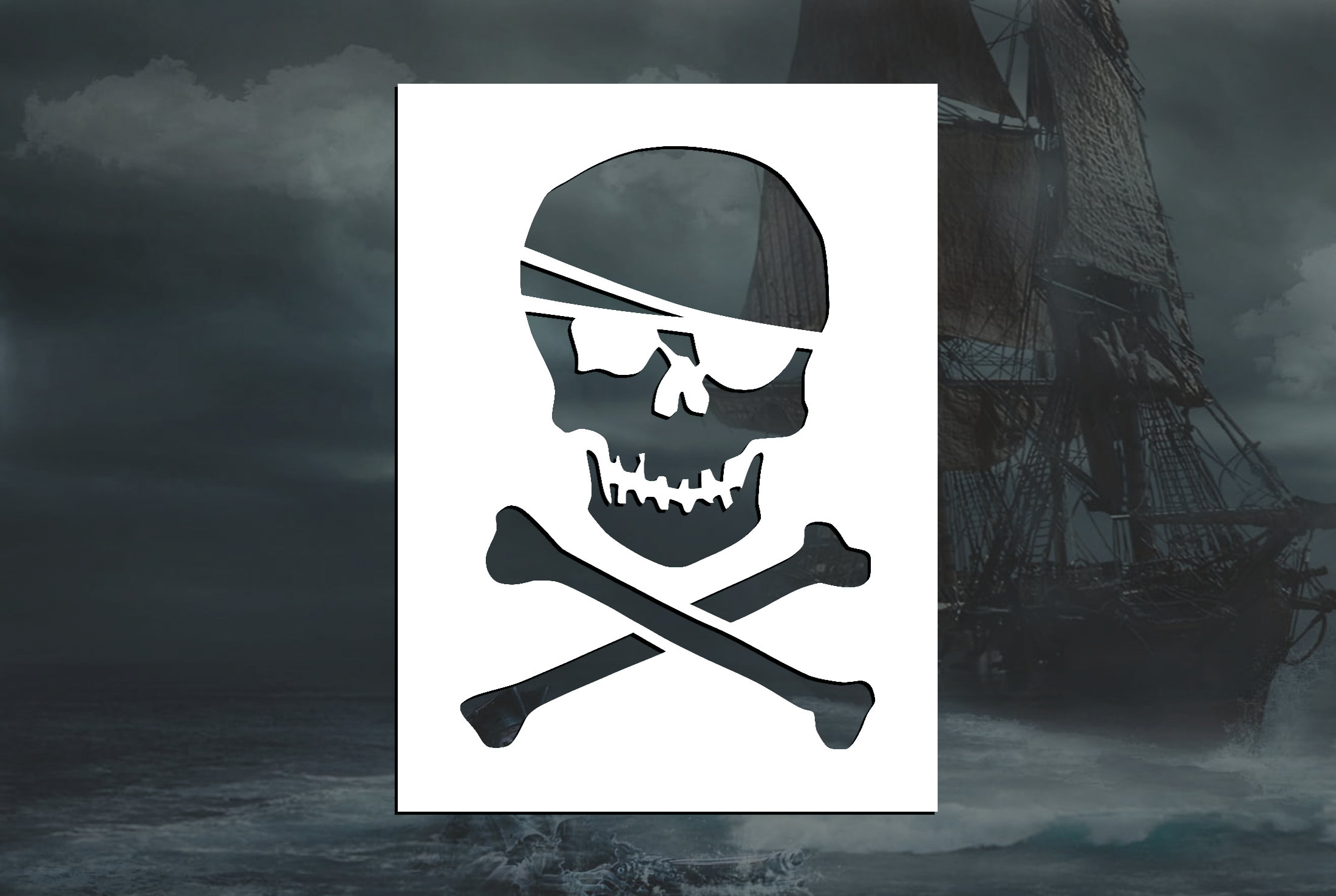 Cute Skull And Crossbones Stencil