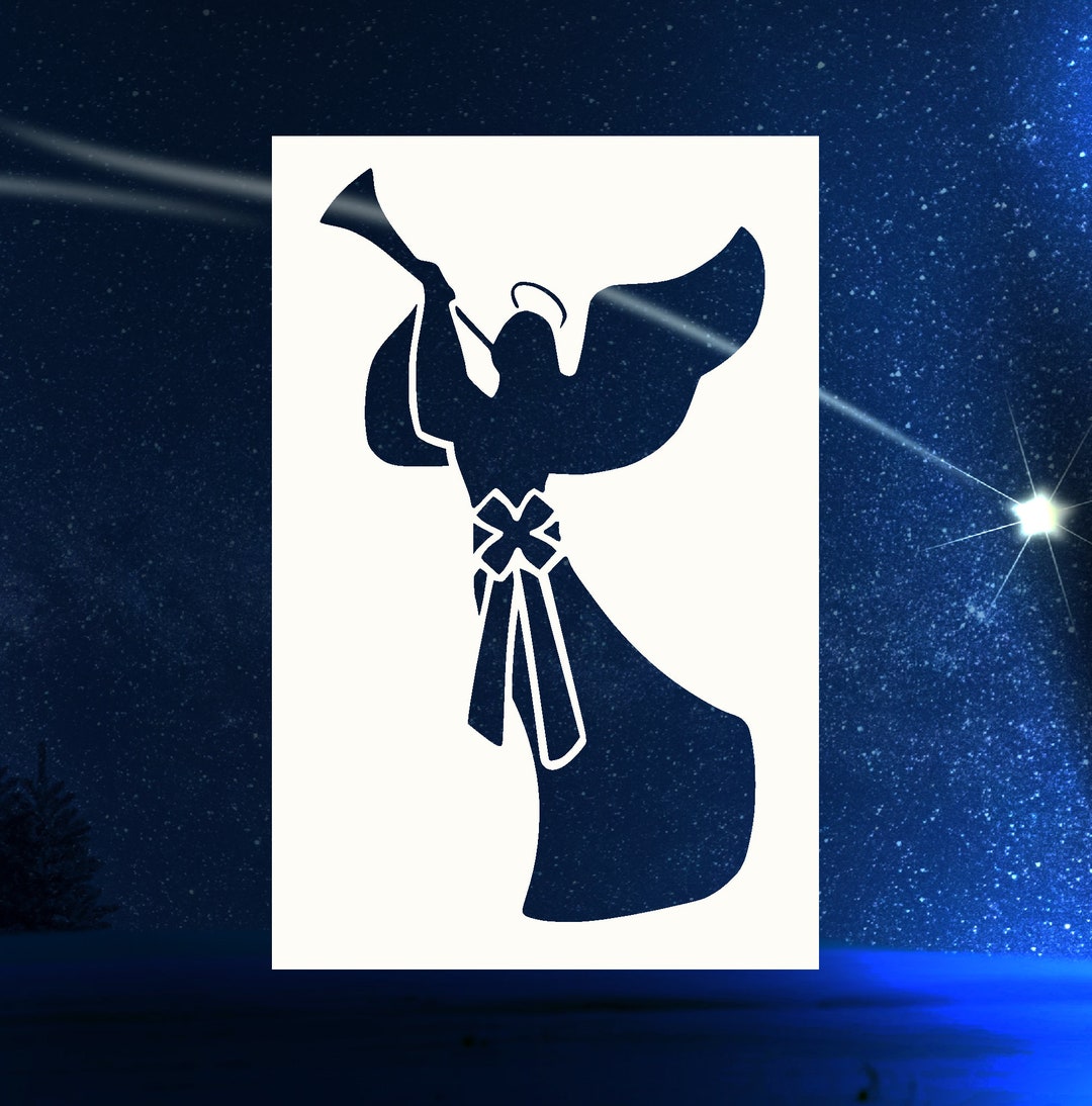Angel With Trumpet Reusable Stencil (many Sizes) - Etsy