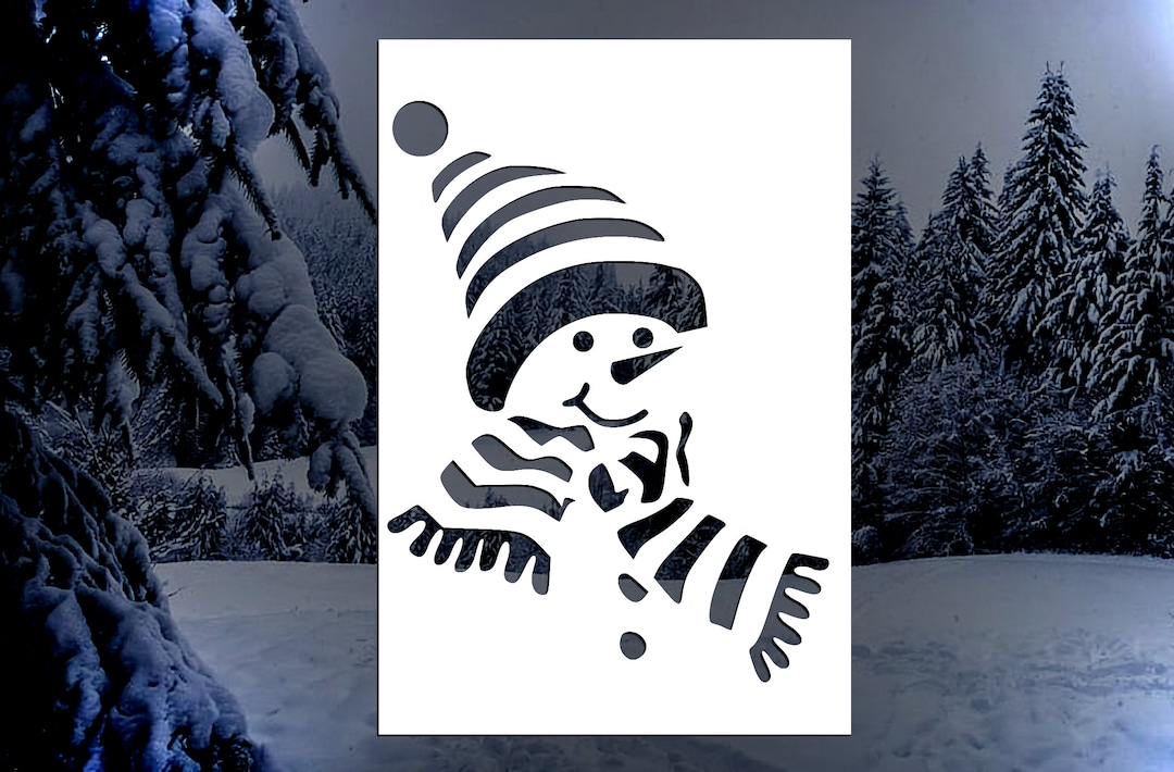 Snowman With Winter Hat and Scarf Reusable Stencil (many Sizes) - Etsy