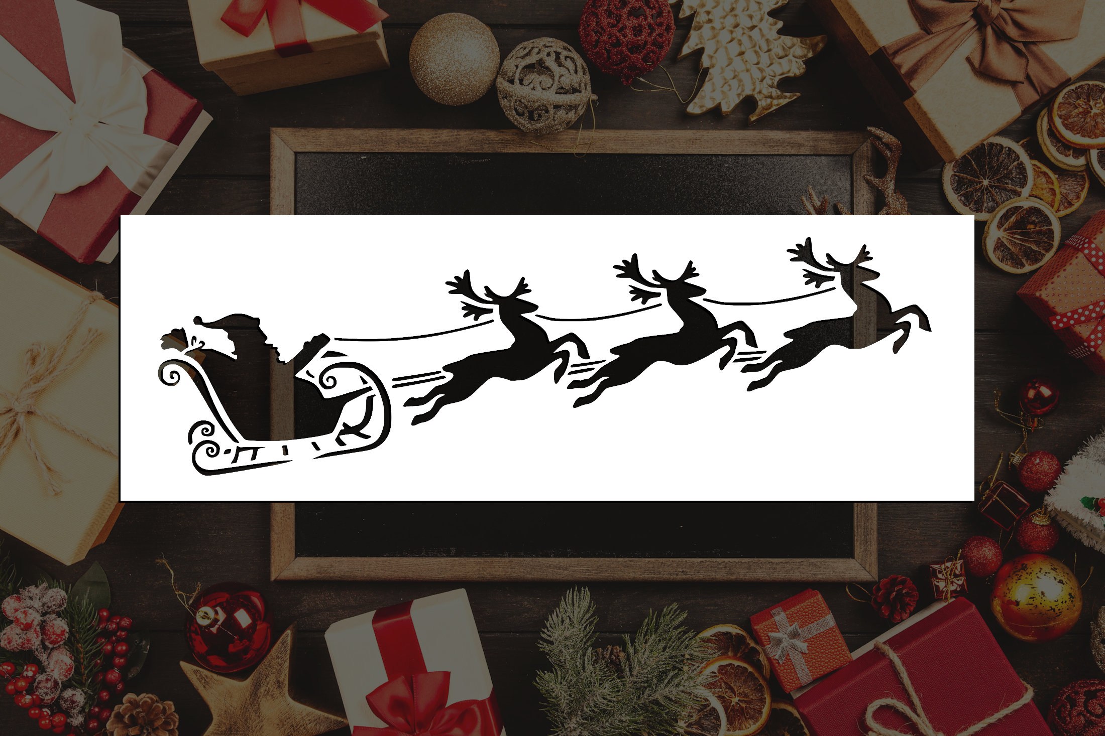 Santa and Sleigh Reusable Stencil (many Sizes) - Etsy